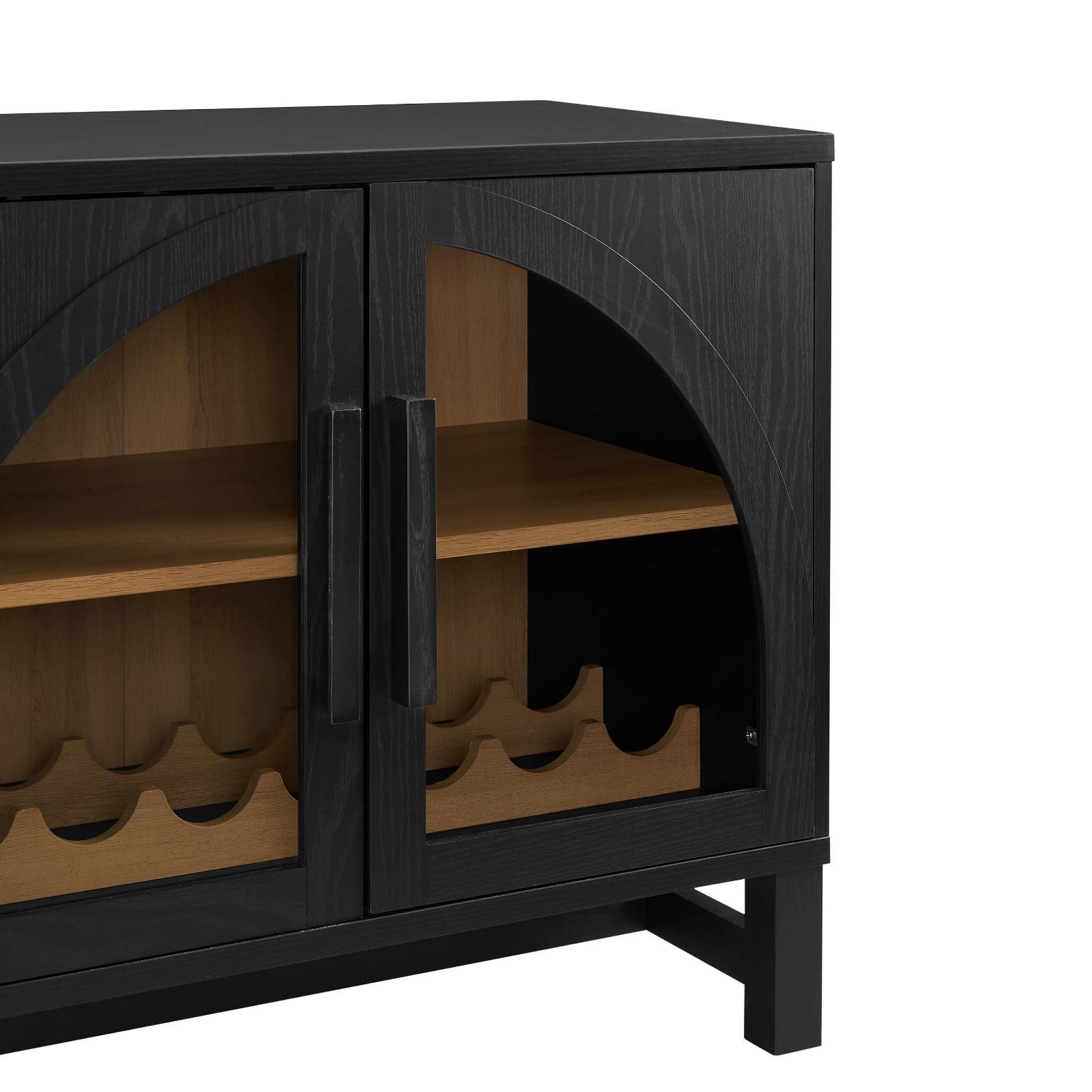 Elegant Juliet Wooden Arched 2 Glass Door Display Cabinet Console With ...