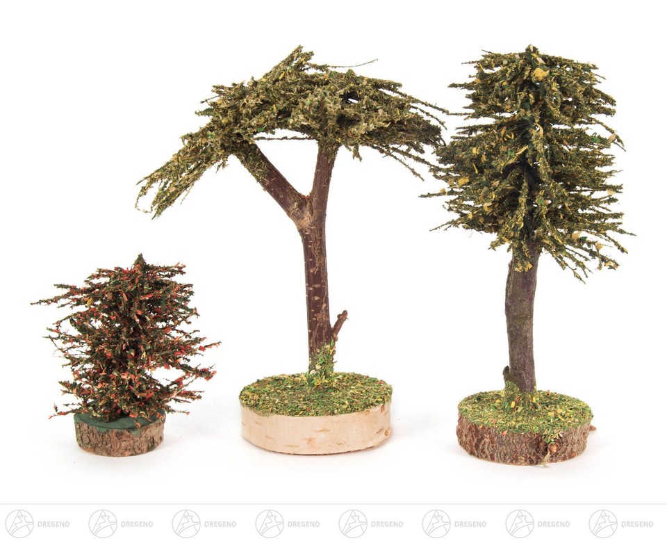 Trees Various Trees (3) H=approx 12.5 cm NEW Erzgebirge Wooden ...