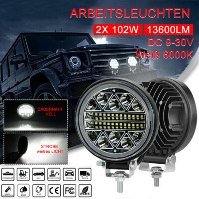 2 x 102W LED Fernscheinwerfer Arbeitsscheinwerfer 12V PKW LKW SUV Auto ...