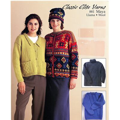 New Classic Elite Yarns 881 Maya Llama Wool Cardigan Sweater Knitting ...