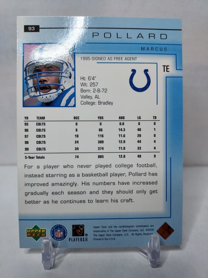 2000 Upper Deck Football #93 Marcus Pollard Indianapolis Colts | eBay