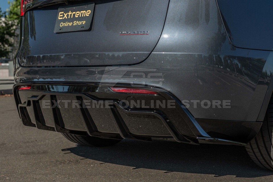Rear Bumper Diffuser For 20-24 Tesla Model Y Glossy Black Track Style ...