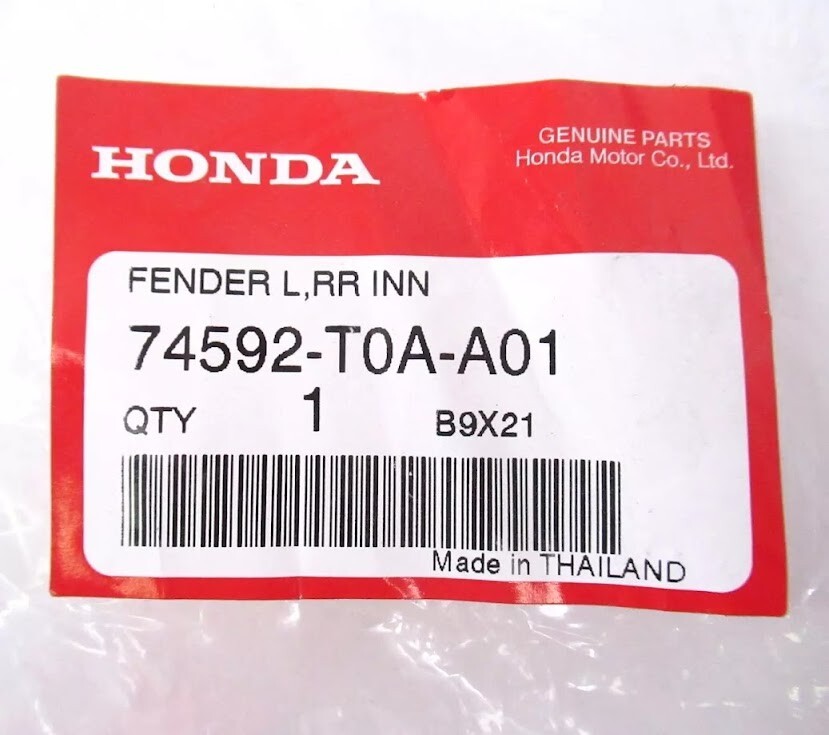Honda OEM Driver Rear Fender Liner Shield 74592-T0A-A01 for 2012-2014 ...