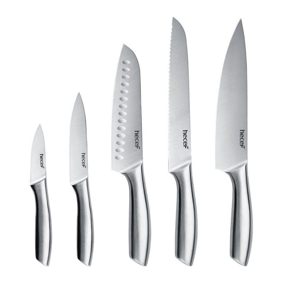 5Pcs Kitchen Knife Set Stainless Steel Ultra Sharp All Metal Chef ...