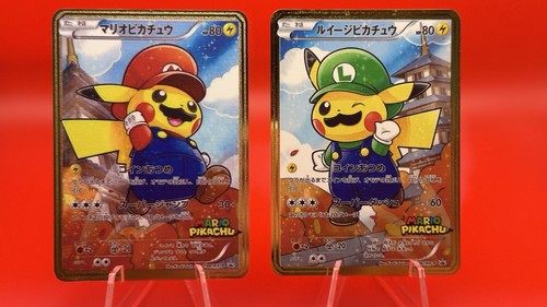 Pikachu Mario & Luigi Full Art 2 Card Set Metal Japanese Pokémon Gift ...