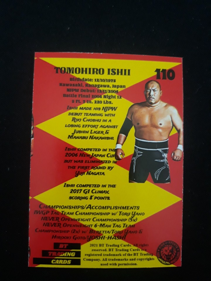 CUSTOM NJPW New Japan Pro Wrestling Trading Card 2021 Tomohiro Ishii ...