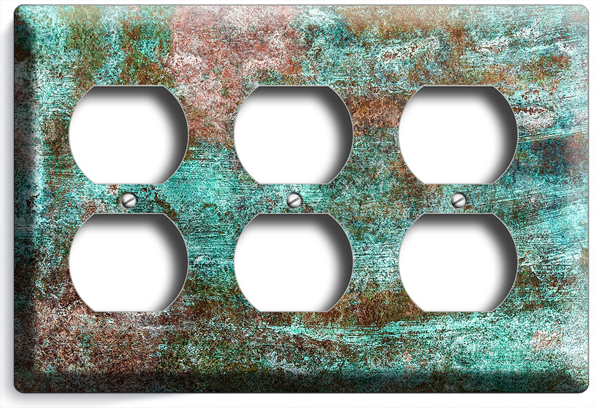 RUSTED BRONZE GREEN PATINA RUSTIC LOOK LIGHT SWITCH OUTLET WALL PLATE ...