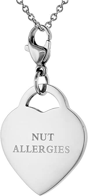 Surgical Stainless Steel Medical Alert ID Tag Pendant Charm Heart Shape ...