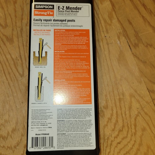 Simpson Strong-Tie FPBM44E Powder-Coated 12-Gauge E-Z Mender - Black ...