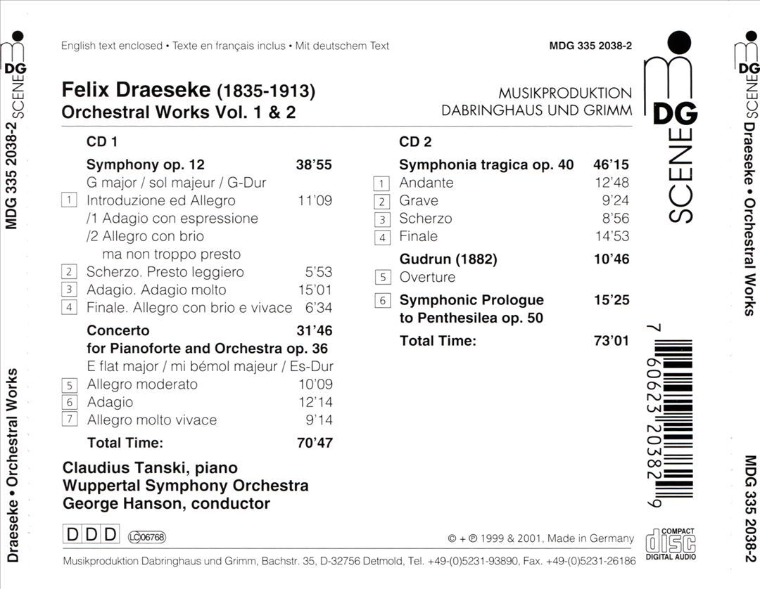 CLAUDIUS TANSKI / WUPPERTAL SYMPHONY ORCHESTRA / GEORGE HANSON FELIX ...