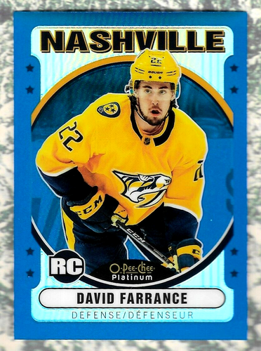 DAVID FARRANCE 2021-22 O-PEE-CHEE PLATINUM RAINBOW ROOKIE RC #'D /199 ...