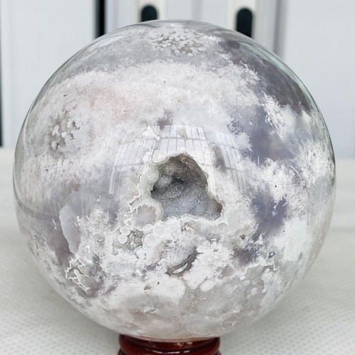 Natural Cherry Blossom Agate Sphere Quartz Crystal Ball Healing 1420G ...