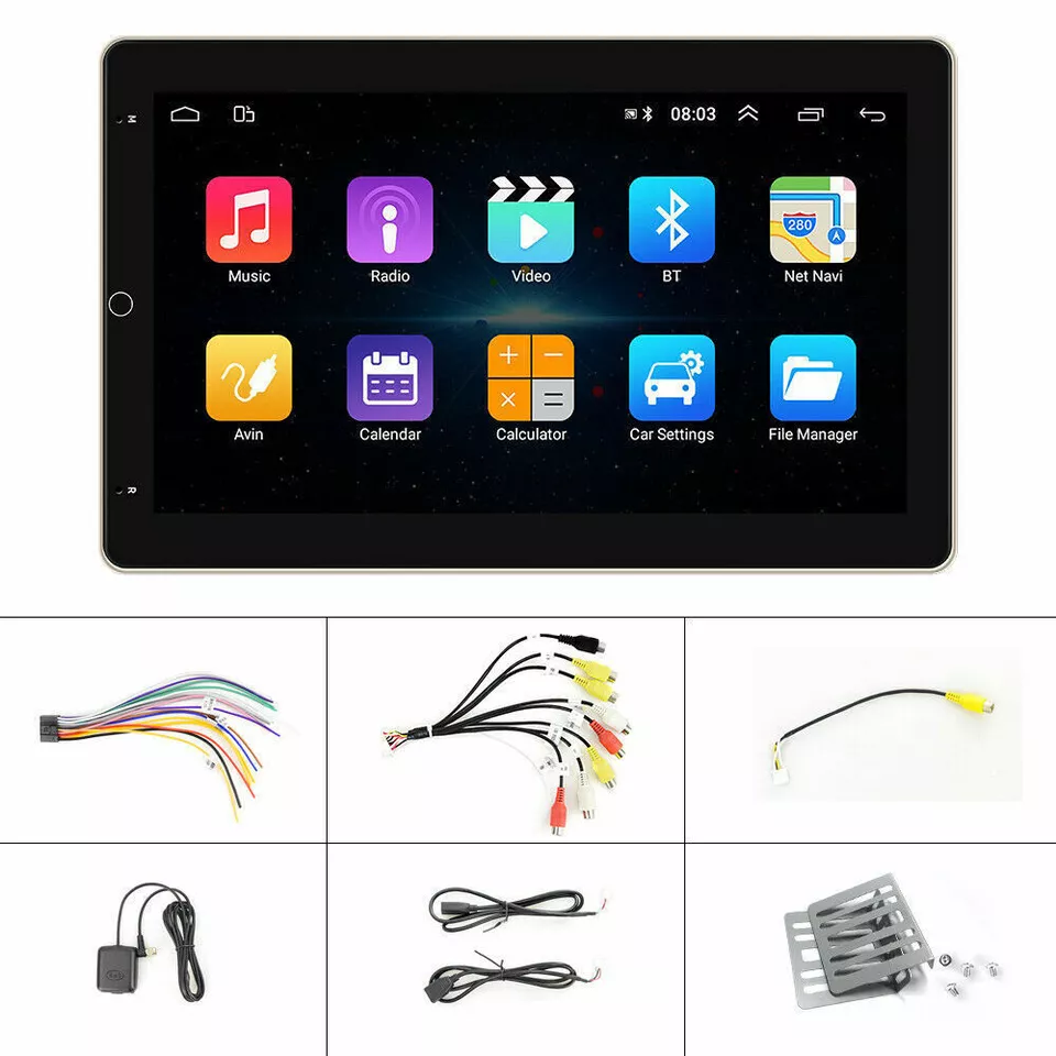 1 DIN 10" Rotatable Android 13 Auto Carplay GPS NAVI WIFI 4+64G Car ...
