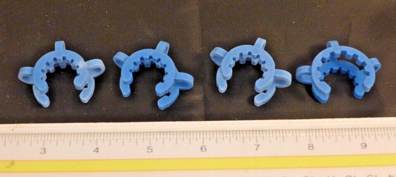 Set of 4 || WHEATON Keck Standard Taper Clamp, Size 19, Blue Polyacetal ...