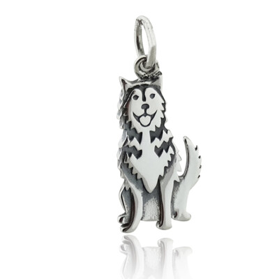 Siberian Husky Dog Charm - 925 Sterling Silver - Pet Lover Animal Gift ...
