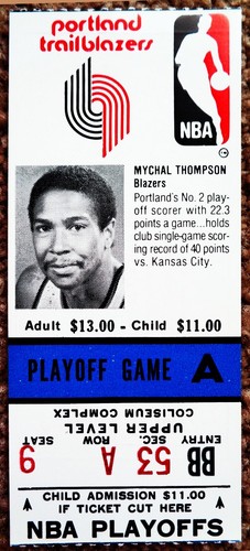 TICKET Stub MYCHAL THOMPSON 1983 CLINCHER Round 1 Portland Blazers ...