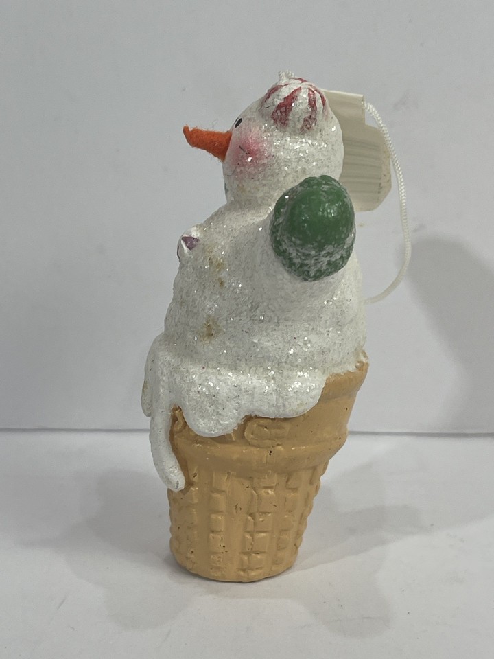 Snowman Ice Cream Cone/Candy Christmas Ornament 4” | eBay