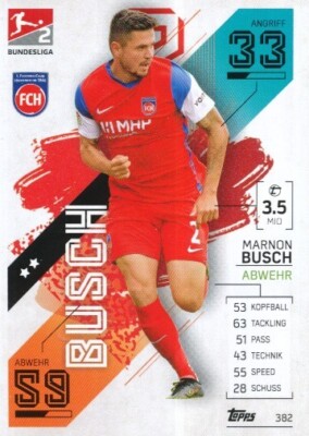 382 1. FC HEIDENHEIM - BUSCH MARNON - GERMANY CARD TOPPS BUNDESLIGA ...