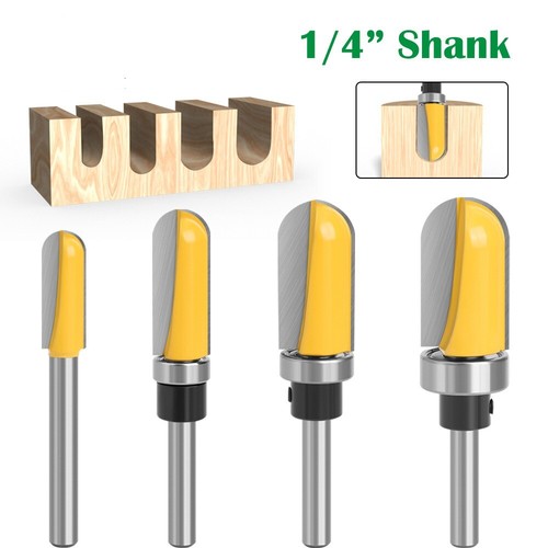 4Pcs Yellow and Silver Groove Router Bit Set Round Nose Head Set ...