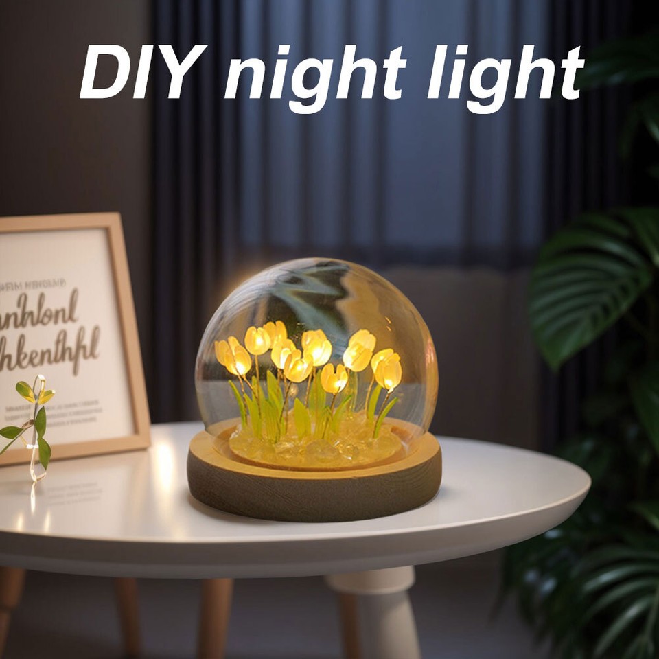 Artificial Tulip Flower Night Light Bedside Lamp LED Night Lamp ...