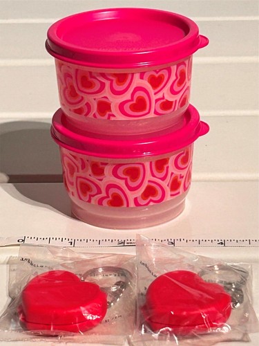 New Tupperware Valentine Snack Cups Set and 2 Tupperware Heart Locket ...