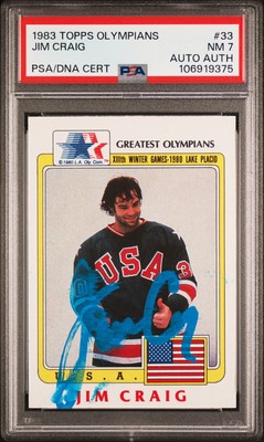 1983 Topps History's Greatest Olympians #33 Jim Craig signed card PSA 7 ...