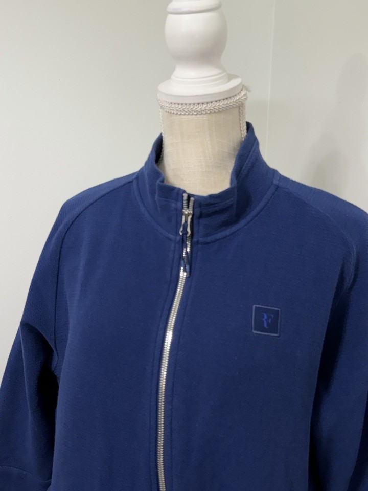 Nike RF Roger Federer Mens Jacket Size Medium Blue Full Zip Tennis Knit ...