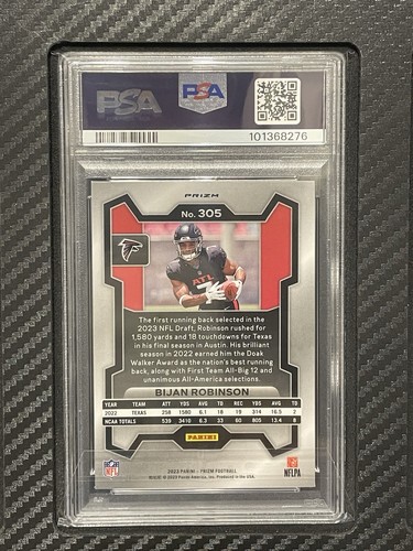 2023 PSA 10 Bijan Robinson RC #305 Neon Green Pulsar 2023 Panini Prizm ...