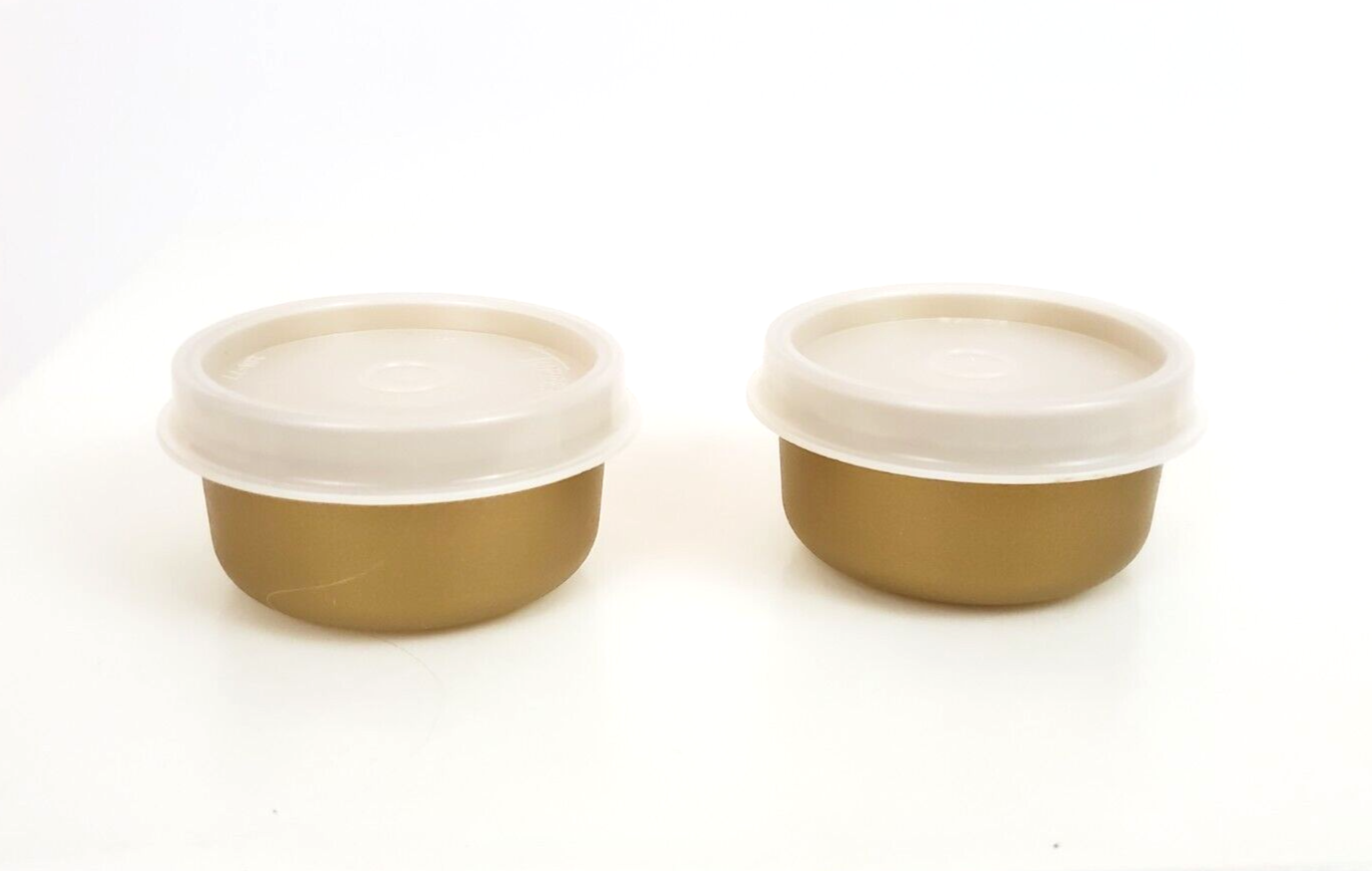 Lot of 2 Gold Tupperware 1 oz Smidget Mini Pill Travel Containers with ...