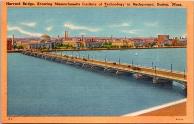 Harvard Bridge, MIT In Background, Boston, Mass. - Vintage Linen ...