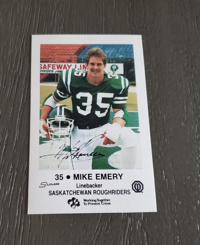 1983 CFL Football Saskatchewan Police Mike Emery Card Saskatchewan ...