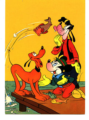Pluto Dog Catches Fish-Mickey Mouse-Disney Characters-Italy Comic Art ...