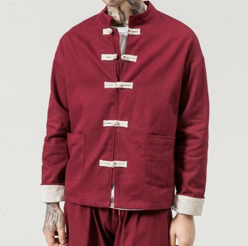 Men's Chinese Cotton Tang Suit Coat Kung Fu Tai Chi Wing Chun New ...