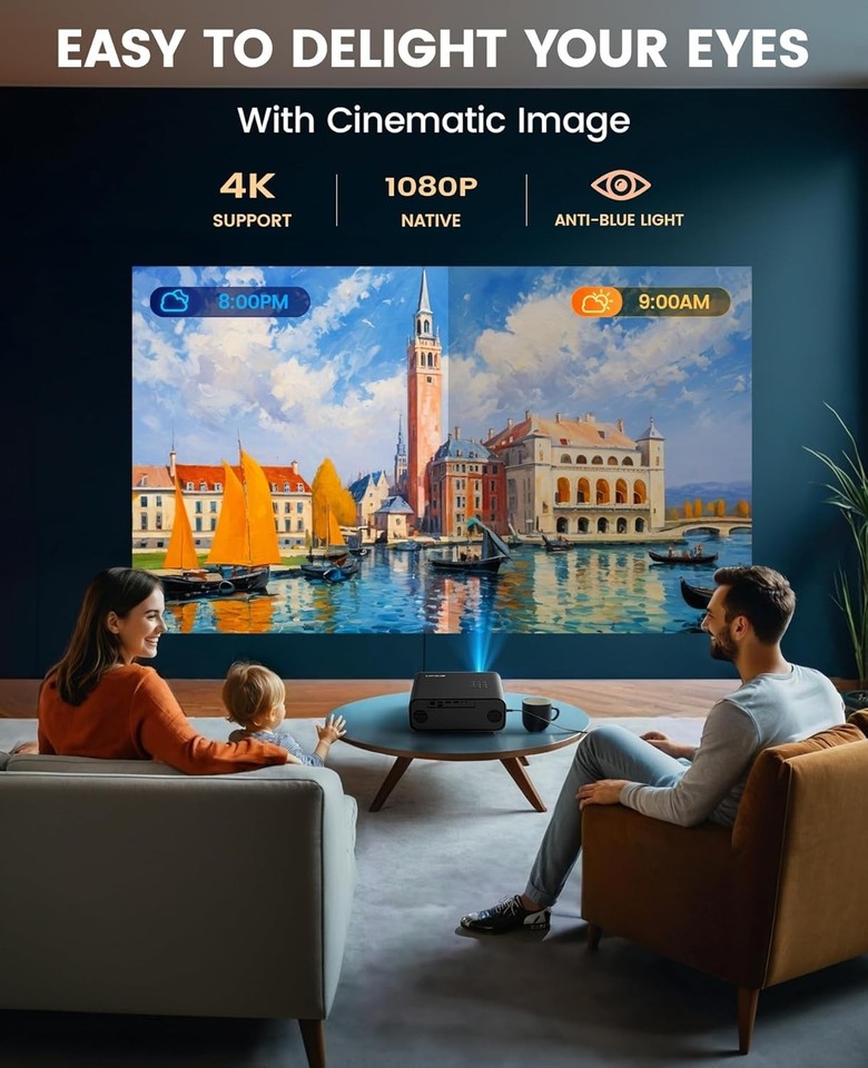 WiMiUS P62 Projector 36000 Lumen WiFi 6 Bluetooth Full HD 1080P, 4K ...