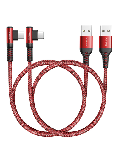 USB C Cable [2 Pack 1.6FT] Fast Charger Type C 3.1A Right Angle Nylon ...