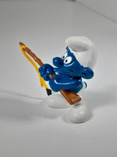Vintage Smurfs Angler Fisherman Smurf Figure W/ Fishing Pole 1978 Peyo ...