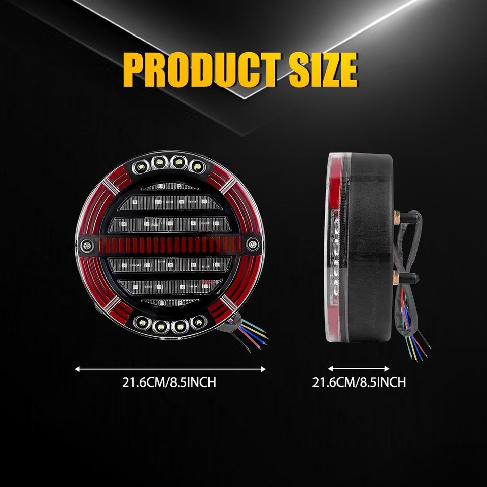 5.5" inch LED Round Rear Tail Stop Brake Reverse Turn Signal Light ...