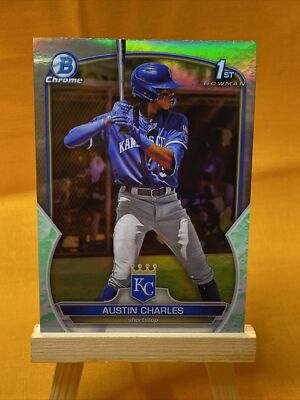 2023 Bowman Baseball Austin Charles Lunar Glow 1st Refractor KC Royals ...