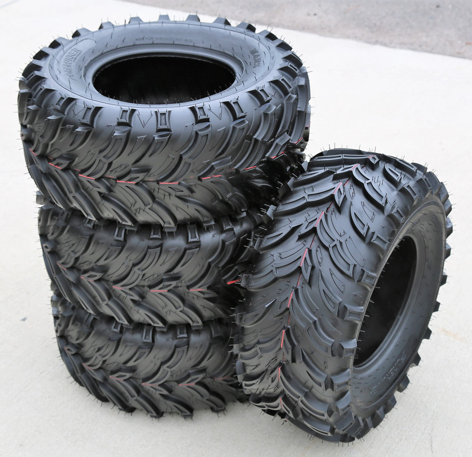 Set of 4 ATV UTV Mud Tires 2x 25x8-12 25x8x12 & 2x 25x10-12 25x10x12 6 ...