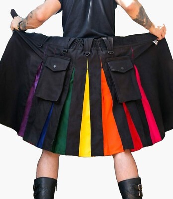 Handmade Pride Rainbow Hybrid Utility Kilt Leather Straps And Custom ...