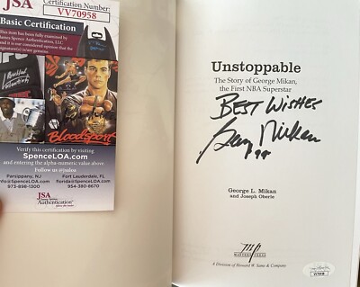 George Mikan autographed signed auto Unstoppable softcover book Best ...