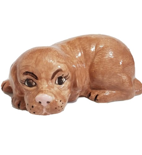 Vintage Ceramic Puppy Dog Figurine Statue Brown | eBay
