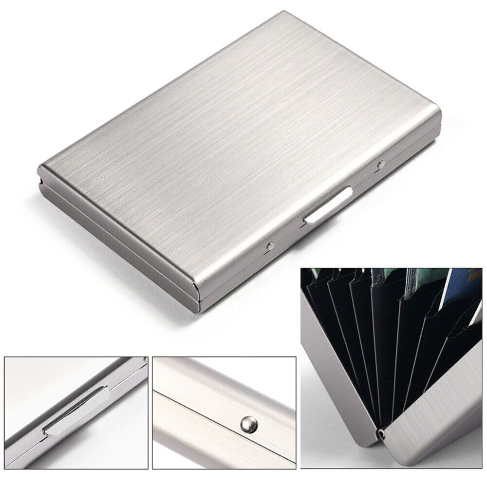 Stainless Steel Credit Card Holder Case Metal RFID Contactless Blocking ...