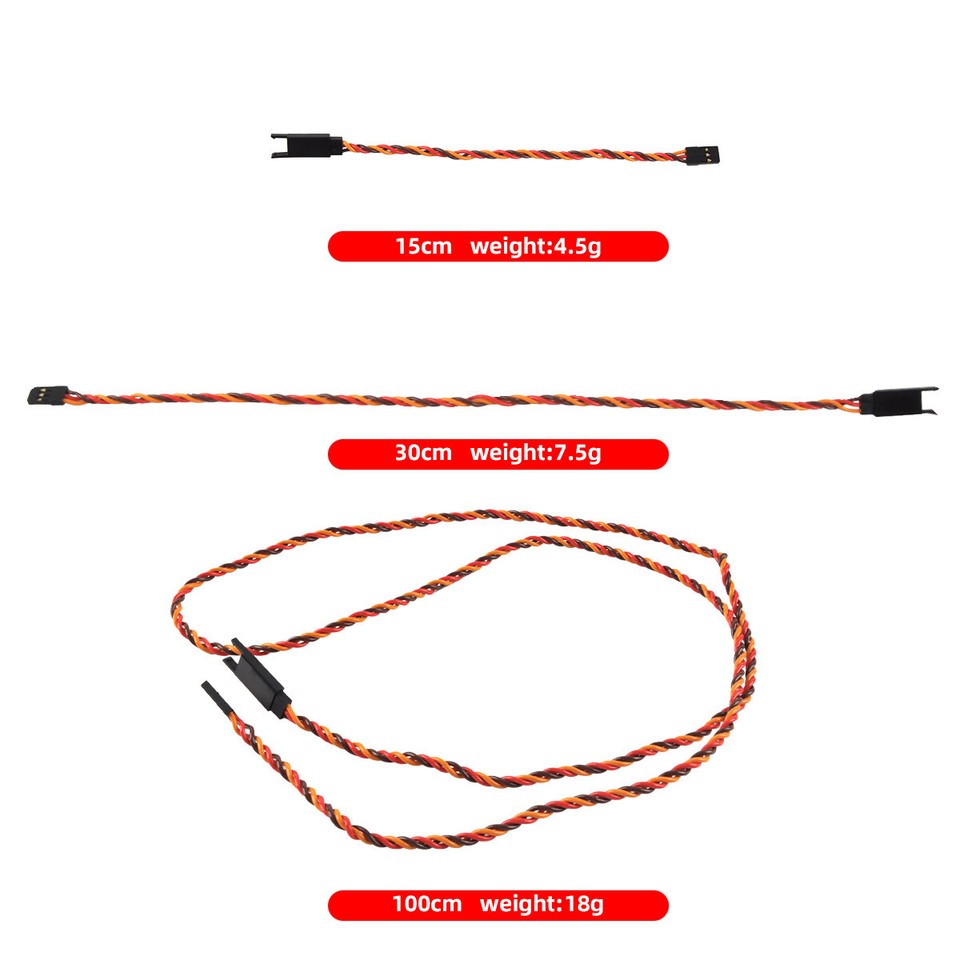 5PCS Twisted Wire Extension Cable 15cm 30cm 100cm For RC Model Airplane ...