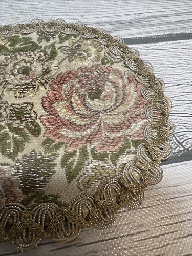 Vintage Round Floral Velvet Brocade Tapestry Doily West Germany | eBay