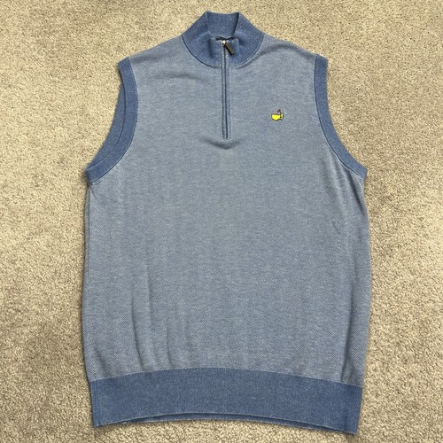 Masters Golf Vest Mens Size Large Blue Cotton Cashmere Blend 1/4 Zip ...