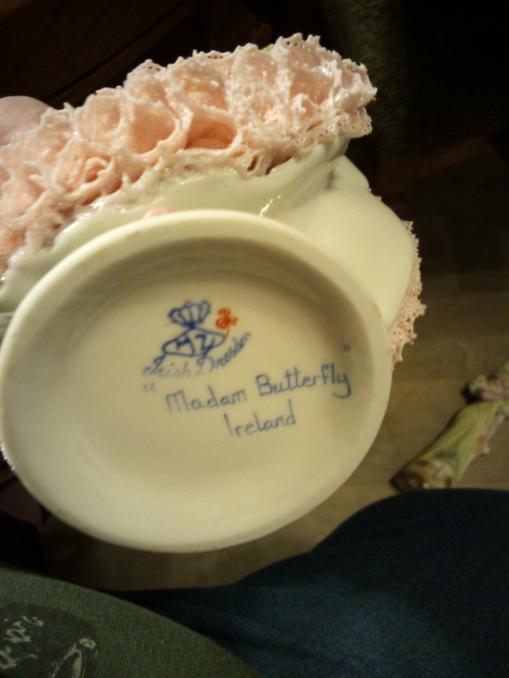 MZ Irish Dresden MADAM BUTTERFLY Ballerina Dancer Porcelain Lace ...
