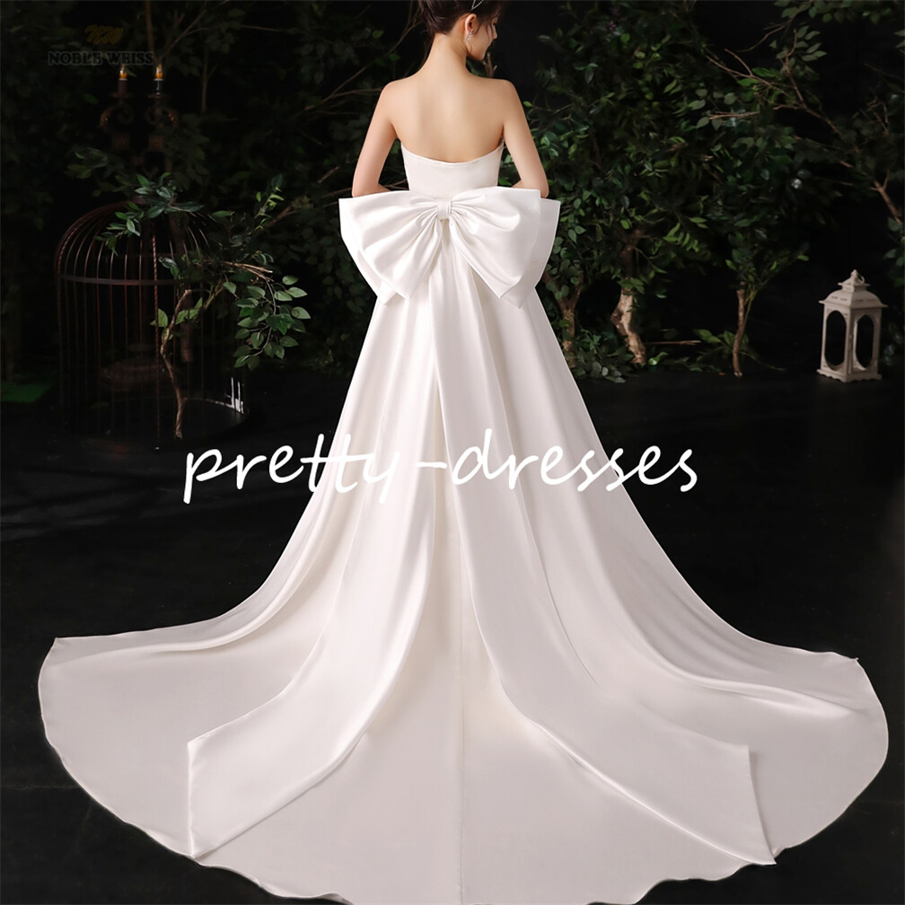 Giant Detachable Satine Bridal Wedding Bow with Train Removeable Ivory ...