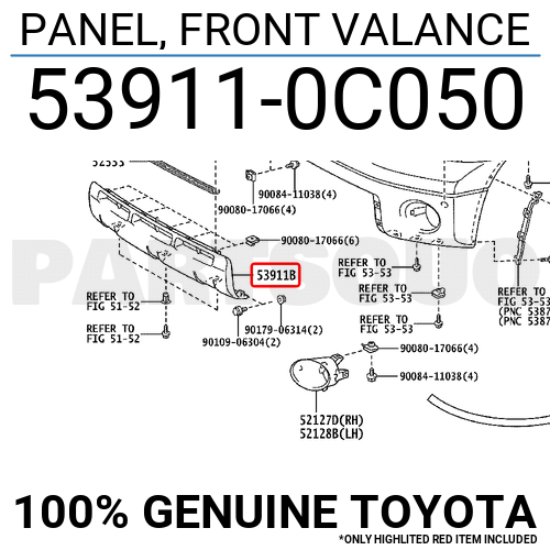 539110C050 Genuine Toyota PANEL, FRONT VALANCE 53911-0C050 | eBay