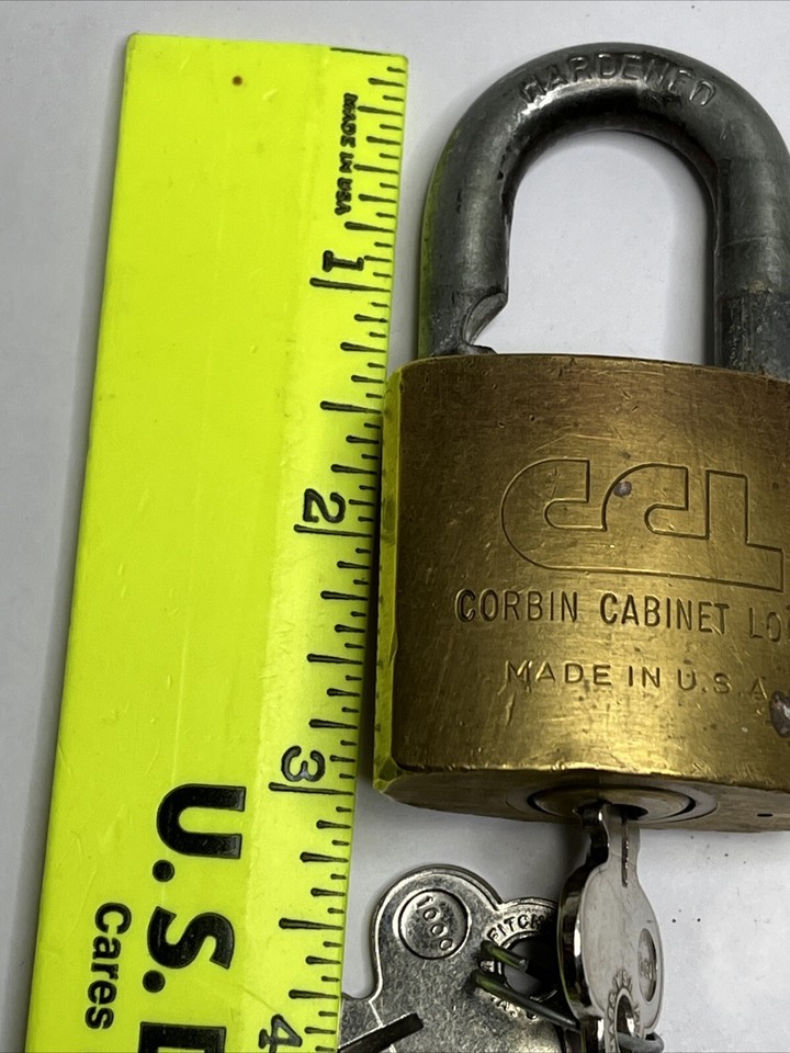 Vintage Corbin Cabinet Lock CCL Brass Padlock With 2 Keys Working | eBay